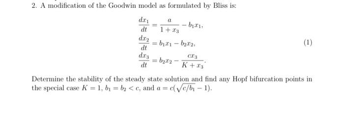 a 2. A modification of the Goodwin model as | Chegg.com