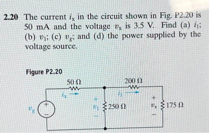 Solved .20 The current ix in the circuit shown in Fig. P2.20 | Chegg.com