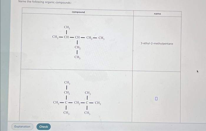 Solved Name the following organic | Chegg.com
