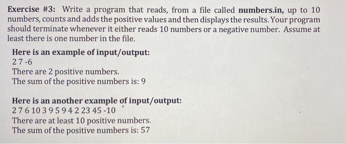 Solved Exercise #3: Write a program that reads, from a file | Chegg.com