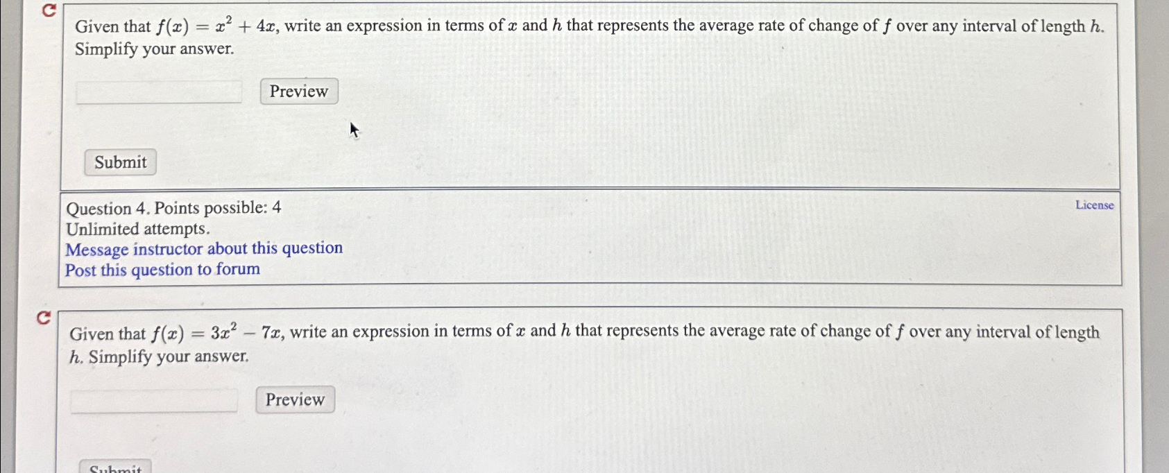Solved Given that f(x)=x2+4x, ﻿write an expression in terms | Chegg.com