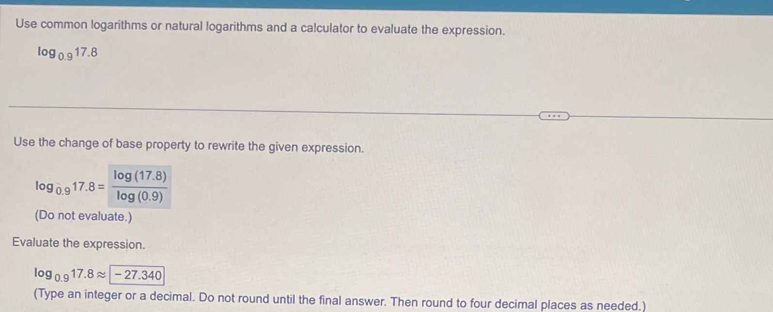 Solved Use common logarithms or natural logarithms and a | Chegg.com