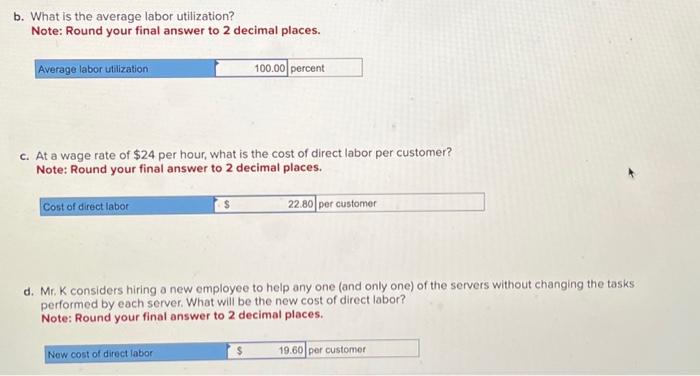 Solved b. What is the average labor utilization? Note: Round | Chegg.com