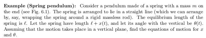 Solved Example (Spring pendulum): Consider a pendulum made | Chegg.com