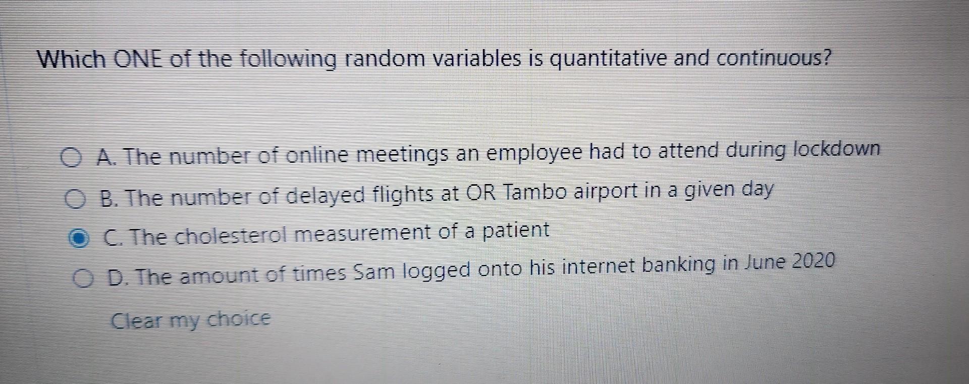 Solved Which ONE of the following random variables is | Chegg.com