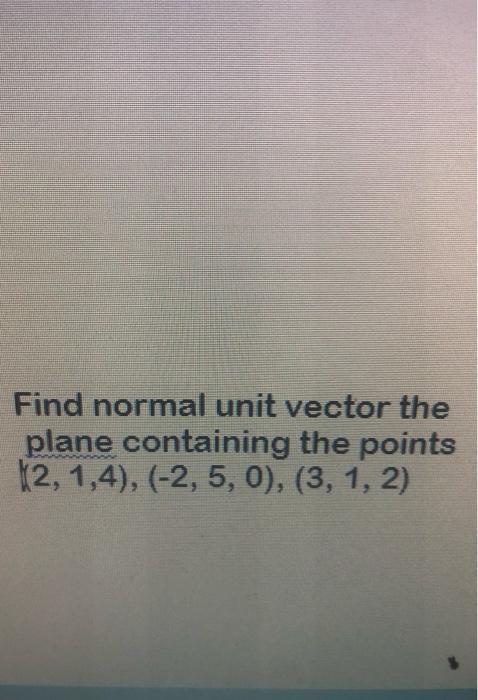 Solved Find normal unit vector the plane containing the | Chegg.com