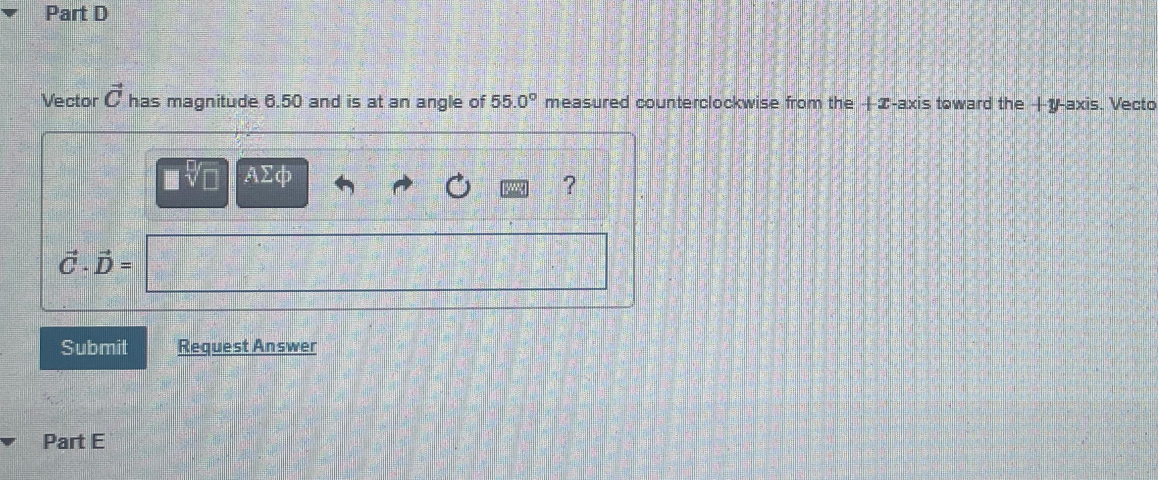 Part D\\nVector vec(C) has magnitude 6.50 and is at | Chegg.com