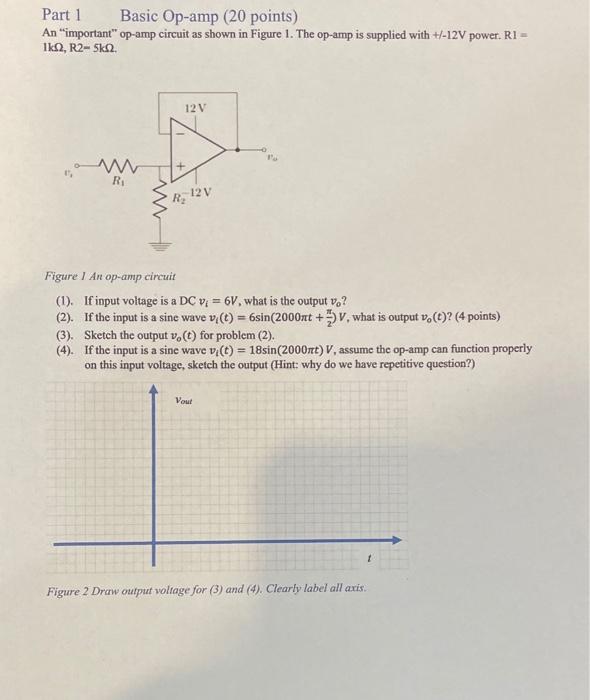 Solved Part 1 Basic Op-amp (20 points) An "important" op-amp | Chegg.com