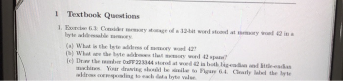 Solved 1 Textbook Questions 1 Exercise 6 3 Consider Memory