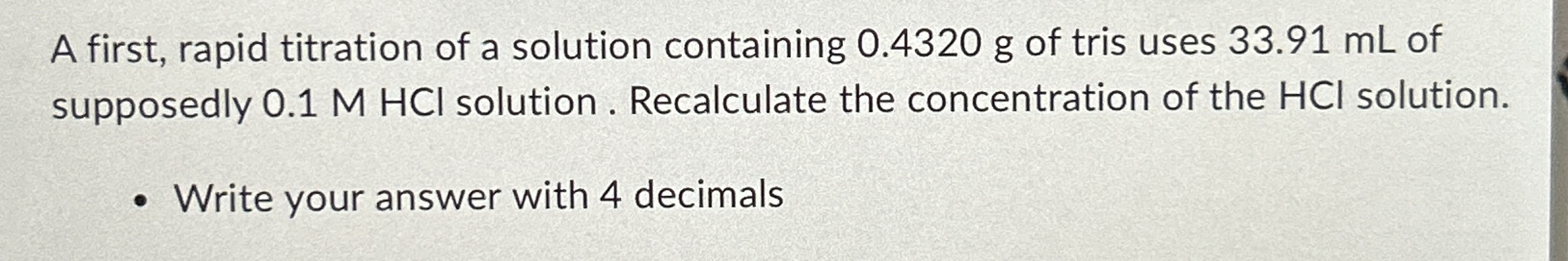 Solved A first, rapid titration of a solution containing | Chegg.com