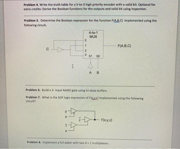 Solved Problem 1. Write the truth table for the following | Chegg.com