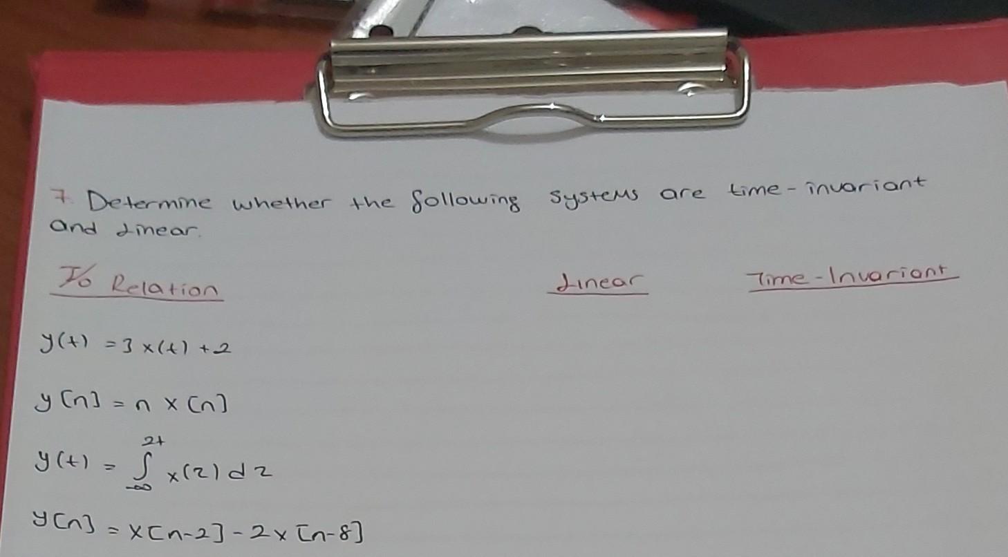 Solved 7. Determine whether the following systems are | Chegg.com