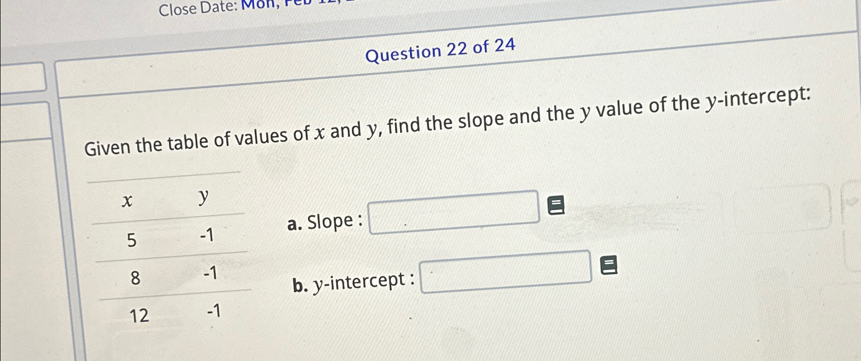 Solved Question 22 ﻿of 24Given the table of values of x ﻿and | Chegg.com