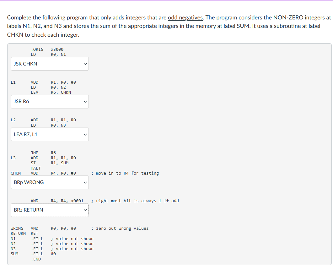 Solved Complete the following program that only adds | Chegg.com