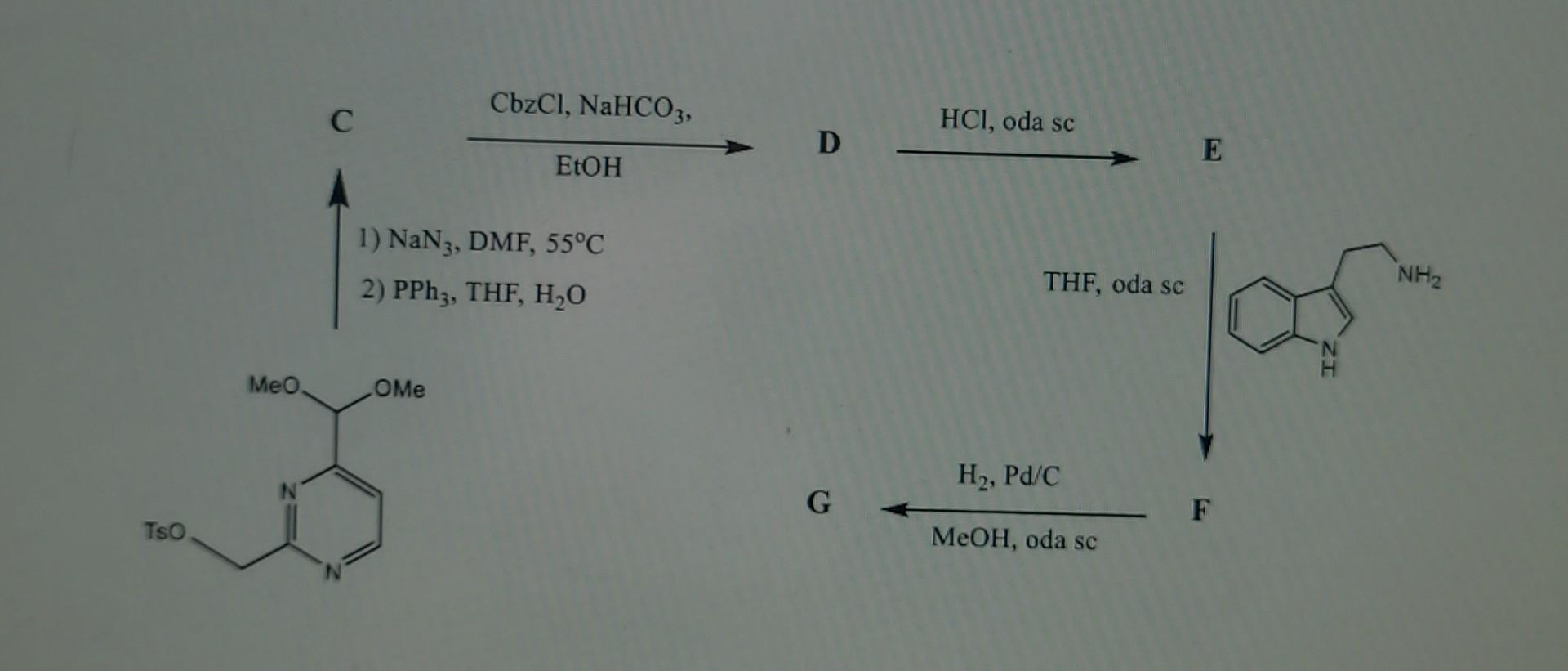 1) NaN3, DMF, 55∘C 2) PPh3,THF,H2O D E THF, oda sc | Chegg.com