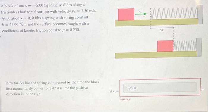 Solved A block of mass m=5.00 kg initially slides along a | Chegg.com