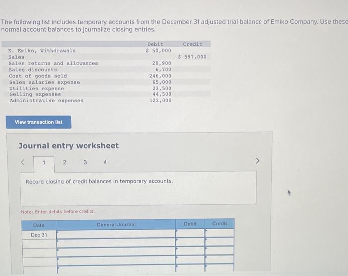 Solved The following list includes temporary accounts from | Chegg.com