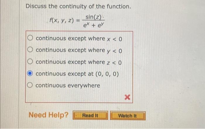 Solved Discuss the continuity of the function. | Chegg.com