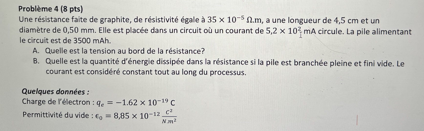 Solved Problem 4 (8 ﻿points):A resistor made of graphite, | Chegg.com