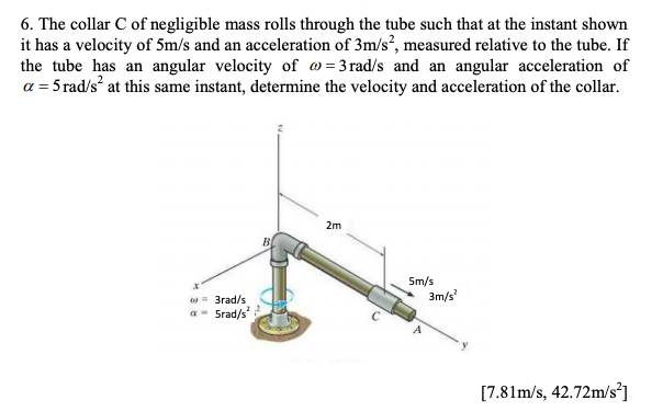 Solved The collar C ﻿of negligible mass rolls through the | Chegg.com