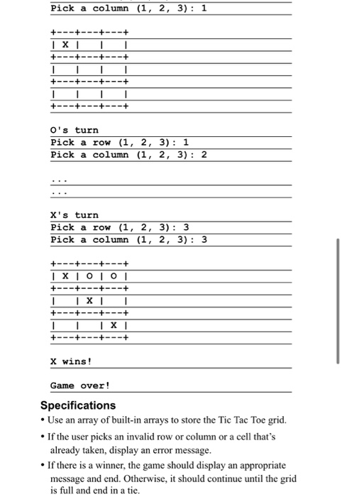 Solved Project 12-1: Tic Tac Toe (Built-in array version) | Chegg.com