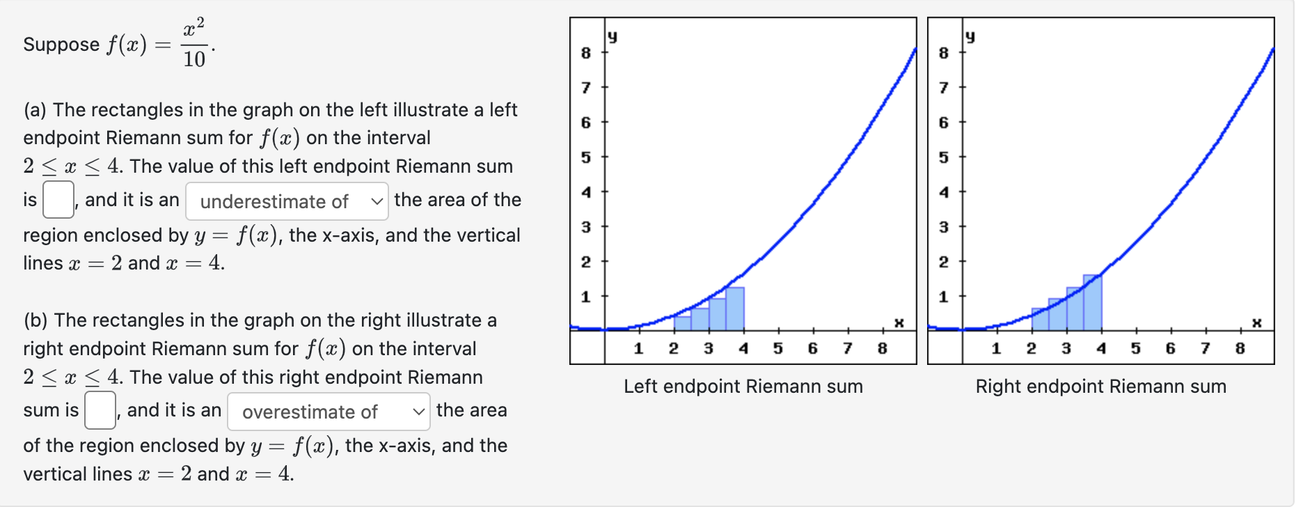 Solved Suppose f(x)=x210.(a) ﻿The rectangles in the graph on | Chegg.com