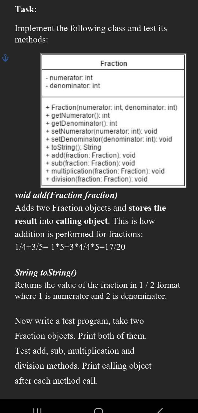 Solved Task: Implement the following class and test its | Chegg.com Solved Task: Implement the following class and test its | Chegg.com