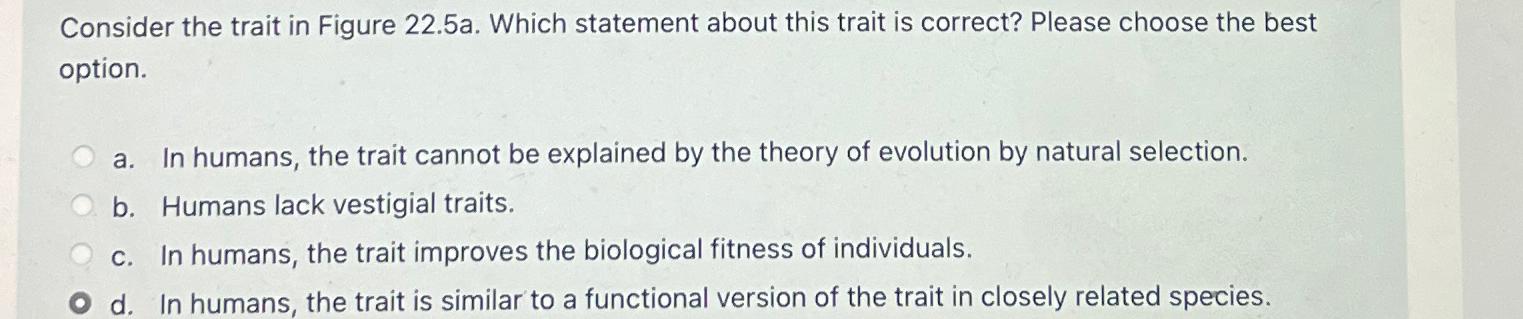 Solved Consider the trait in Figure 22.5a. ﻿Which statement | Chegg.com