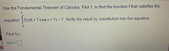 Solved Use the Fundamental Theorem of Calculus Part 1 to | Chegg.com