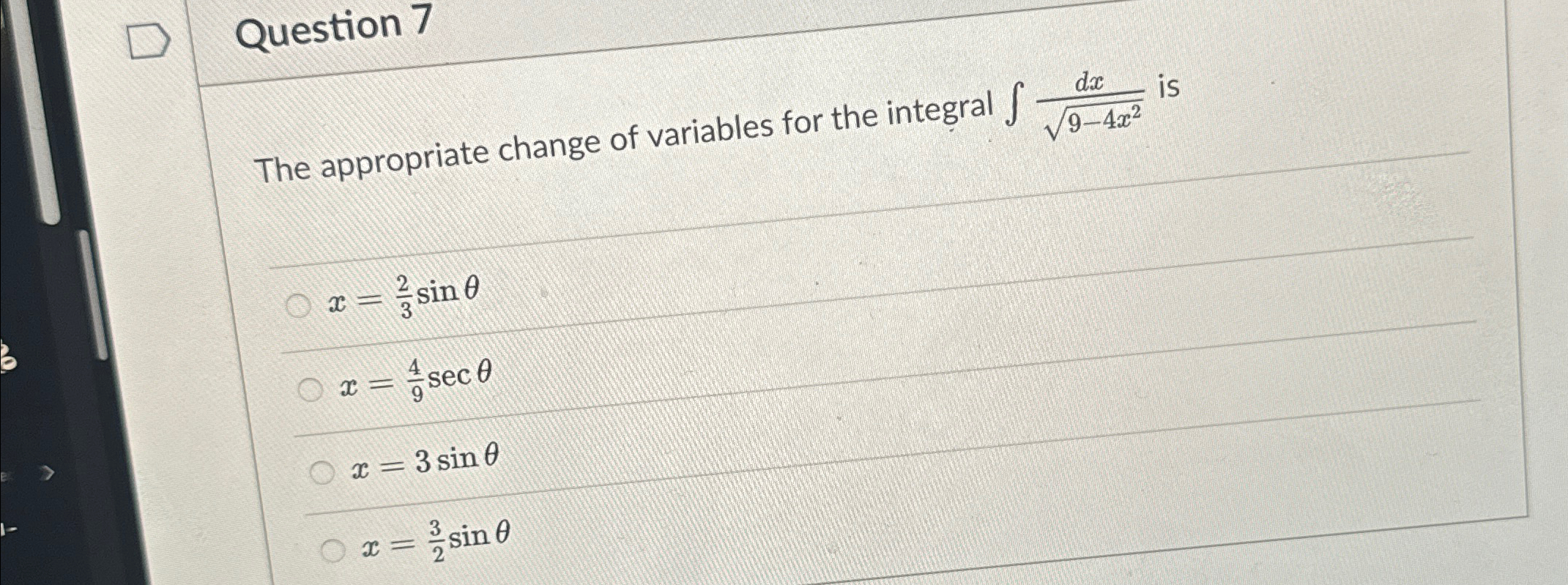 Solved Question 7The appropriate change of variables for the | Chegg.com