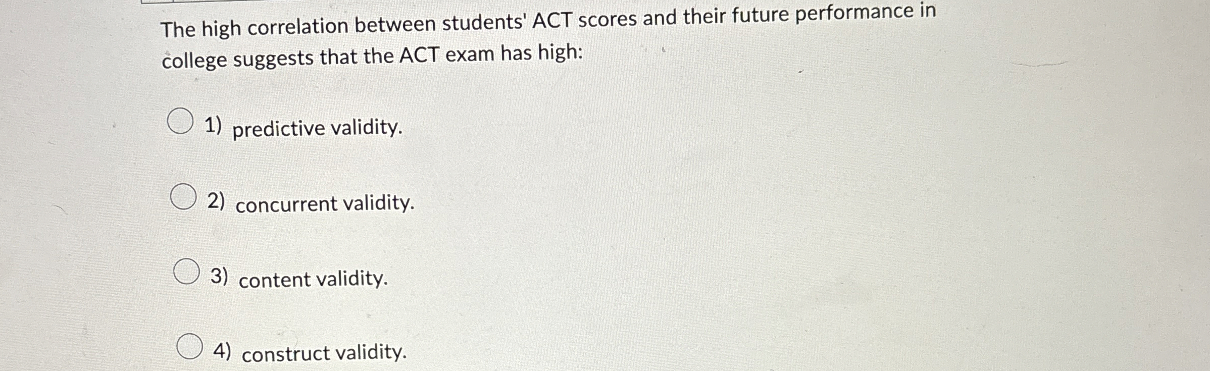 High Quality SOLUTION The high correlation between students' ACT scores ...
