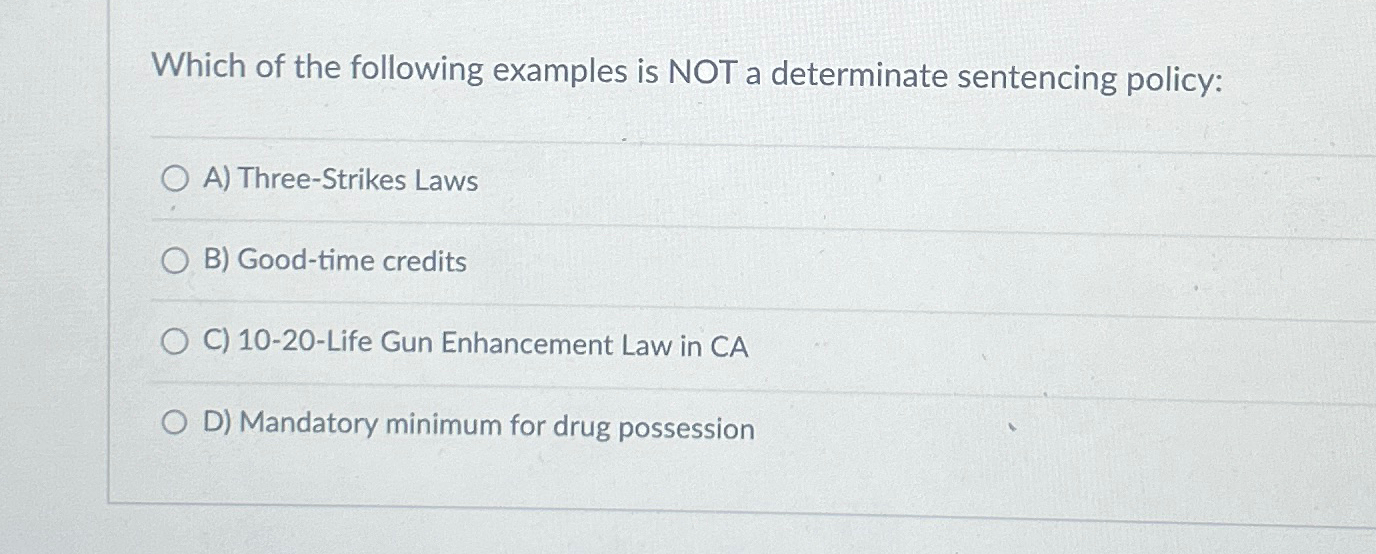 Solved Which of the following examples is NOT a determinate | Chegg.com