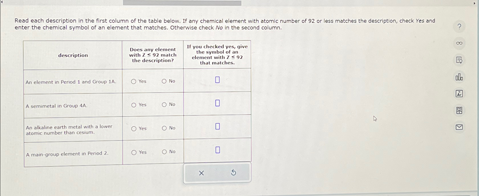Solved Read each description in the first column of the | Chegg.com