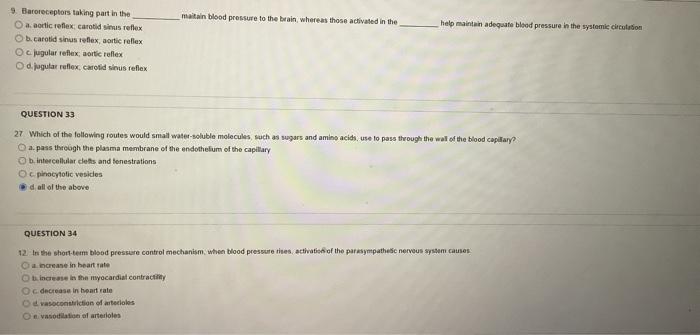Solved 9. Baroreceptors taking part in the a. aortic reflex: | Chegg.com