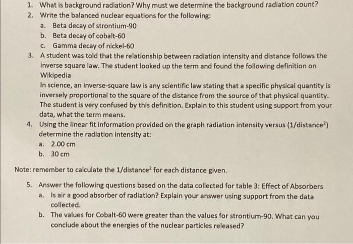 Solved 1. What is background radiation? Why must we | Chegg.com