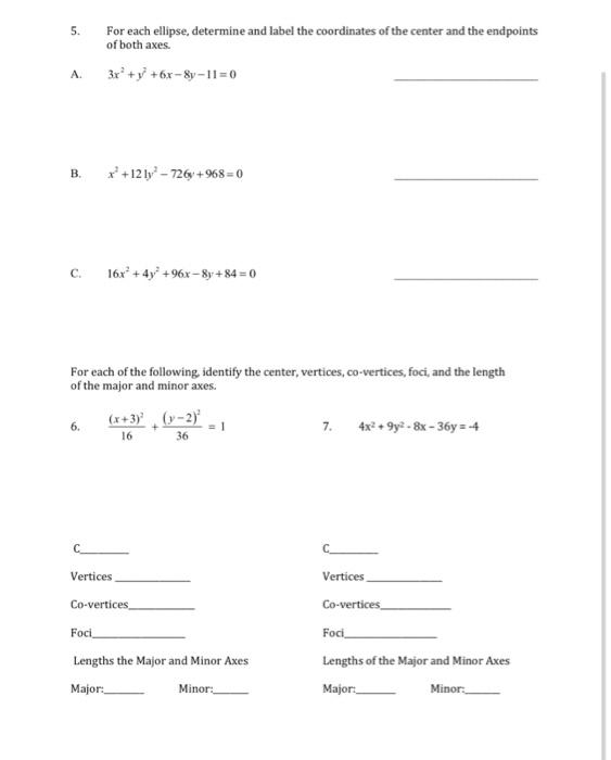 Solved 1. Identify each of the following conics, and then | Chegg.com
