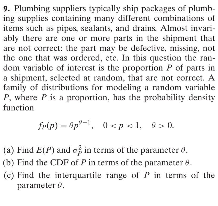 Solved Plumbing suppliers typically ship packages of | Chegg.com