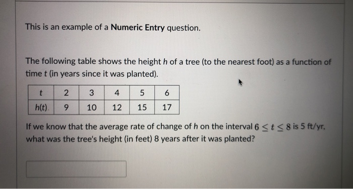 Solved This is an example of a Numeric Entry question. The | Chegg.com