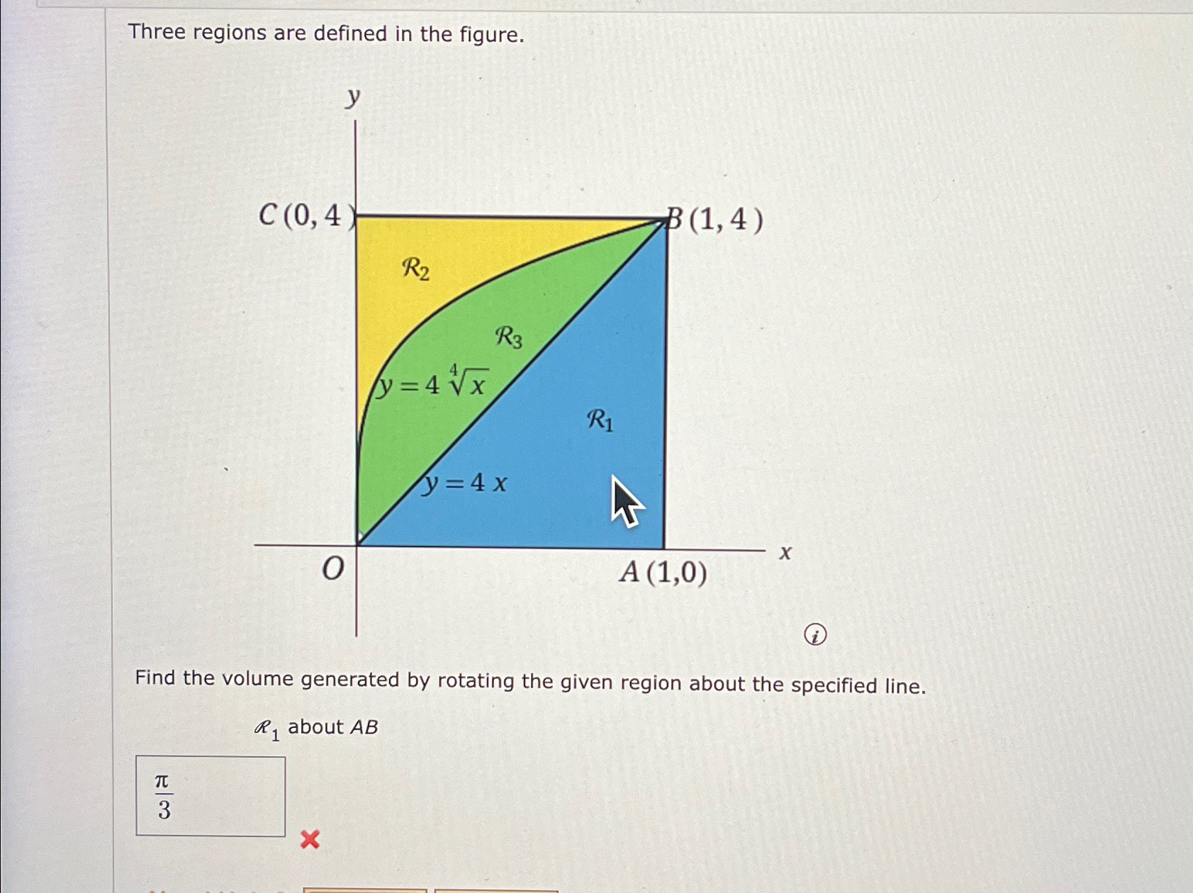 Solved Three regions are defined in the figure.(i)Find the | Chegg.com