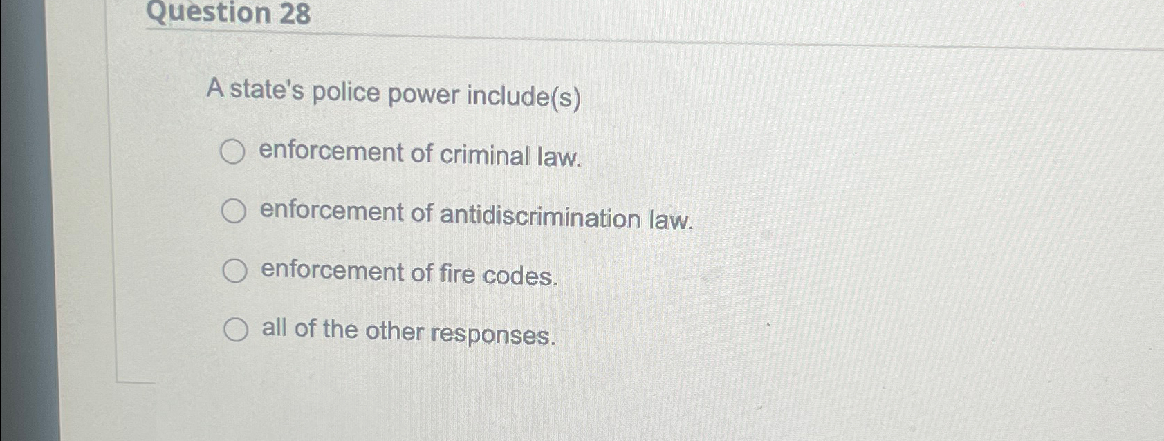 Solved Question 28A state's police power | Chegg.com