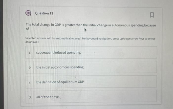 Solved The total change in GDP is greater than the initial | Chegg.com