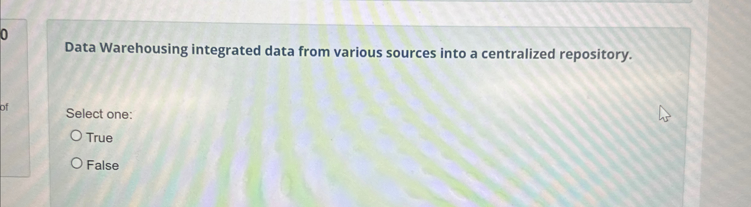 Solved Data Warehousing integrated data from various sources | Chegg.com