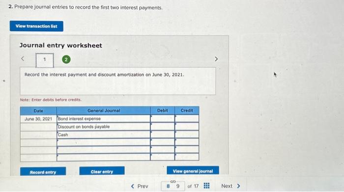 Solved No 2. Prepare journal entries to record the first two | Chegg.com