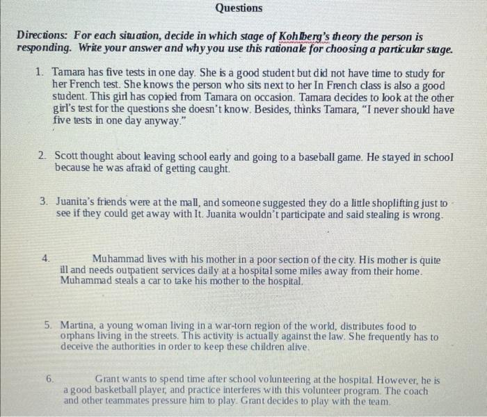 Solved Directions: For each simation, decide in which stage | Chegg.com