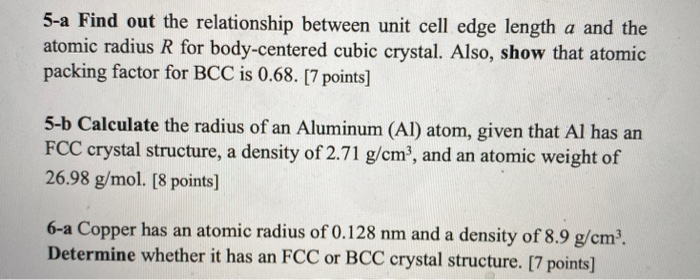 Solved 5-a Find out the relationship between unit cell edge | Chegg.com