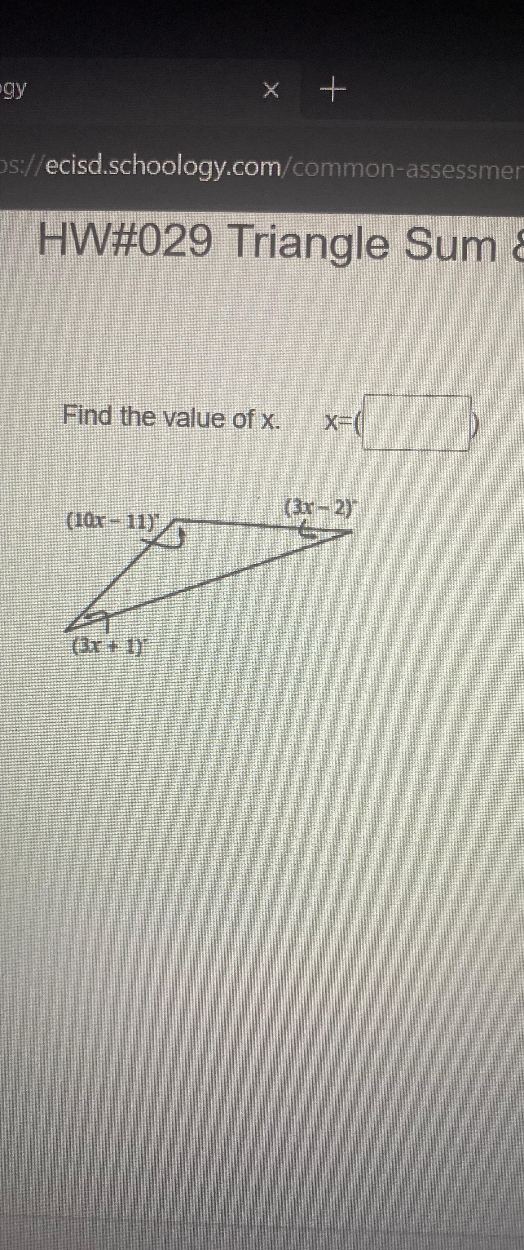 Solved Find the value of x.,x= | Chegg.com