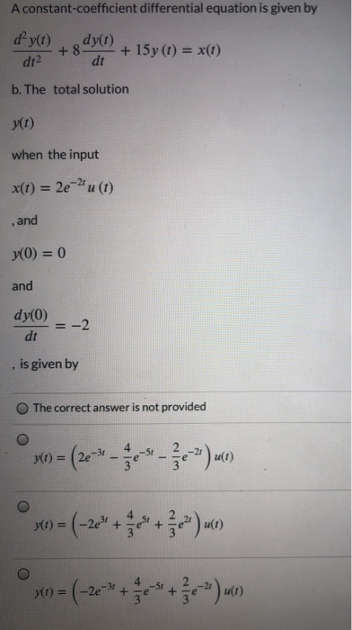 Solved A constant-coefficient differential equation is given | Chegg.com