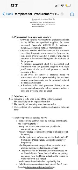 Solved • Create a full chart procedure for procurement | Chegg.com