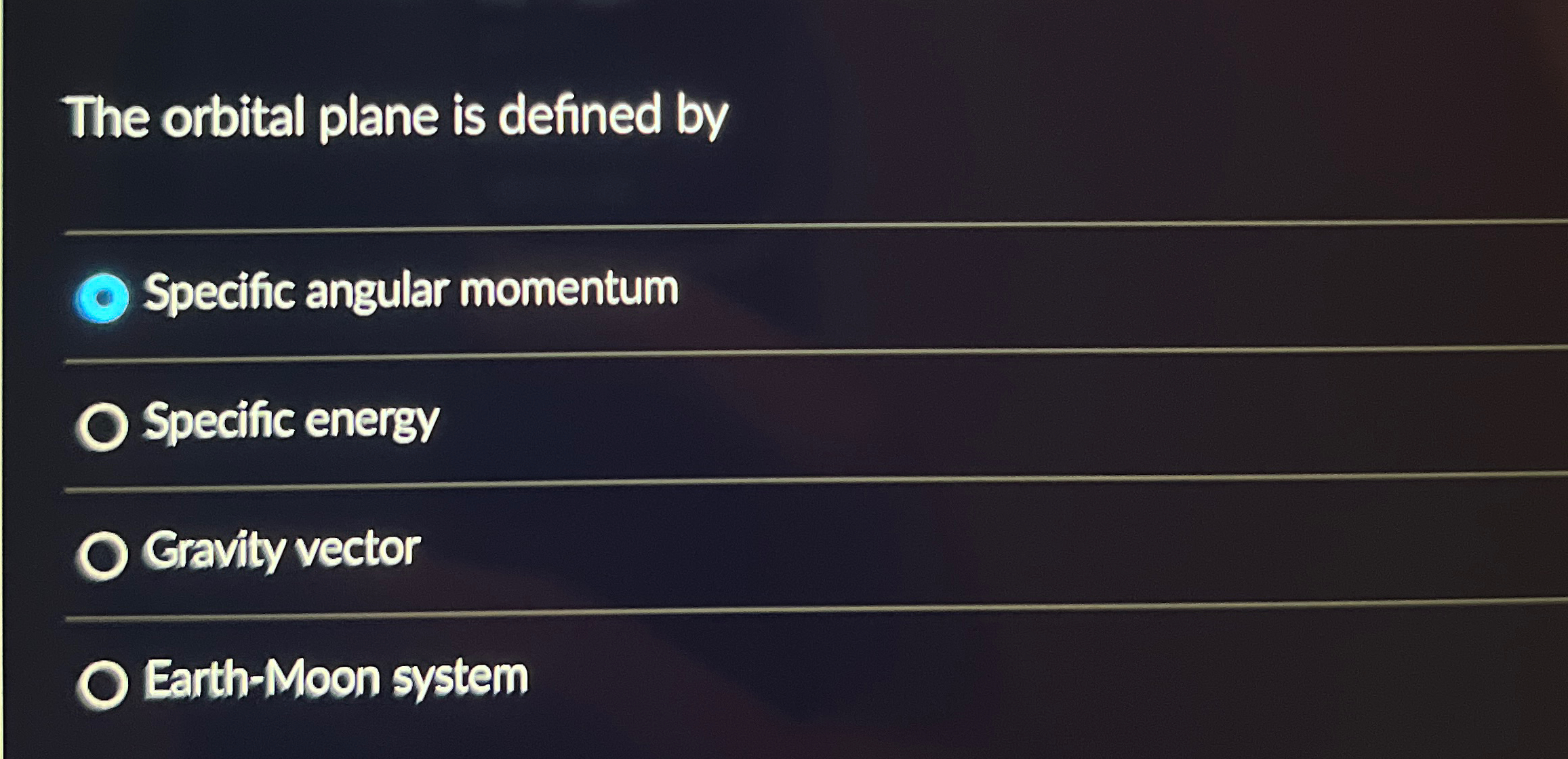 Solved The orbital plane is defined bySpecific angular | Chegg.com