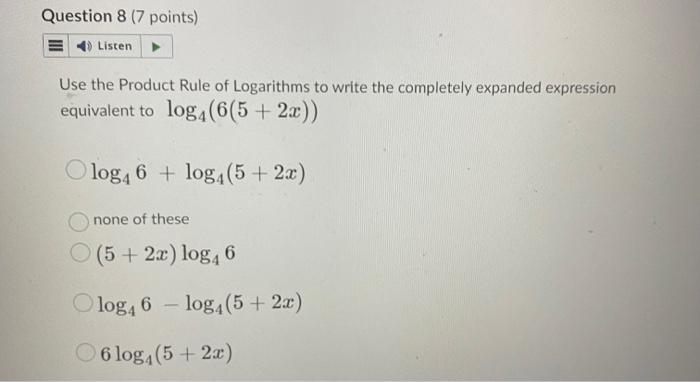 Solved Use the Product Rule of Logarithms to write the | Chegg.com